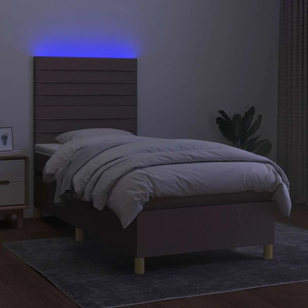 Box spring postel s matrací a LED taupe 100x200 cm textil 3135497