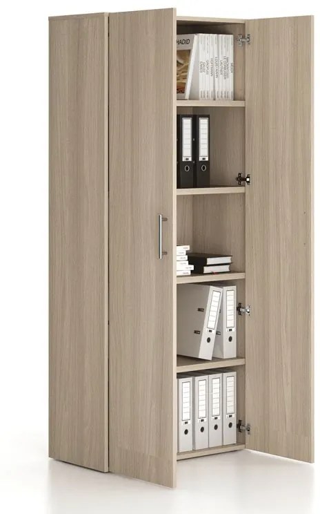Kancelářská skříň vysoká SOLID, 800 x 400 x 1830 mm, dub přírodní
