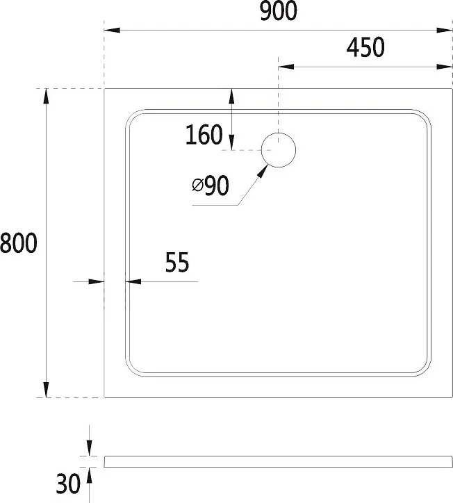 Olsen Spa Venets 90 x 80 x 3 cm VANKOBD8090 sprchová vanička
