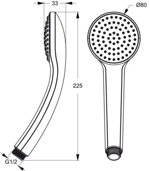 Ideal Standard Idealrain Ruční sprcha S1 80 mm, 1 proud, chrom B9400AA