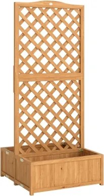 Outsunny květináč s dřevěným lezeckým rámečkem pro popínavé rostliny se 2 skládacími boxy, dřevěné dno 73x70x170 cm, přírodní