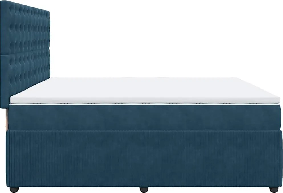 Box spring postel s matrací tmavě modrá 200x200 cm samet 3292446
