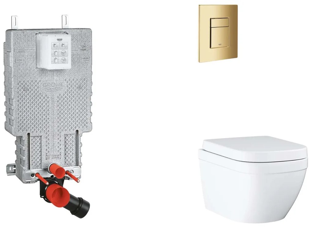 Grohe Uniset - Set předstěnové instalace, klozetu, sedátka SoftClose a tlačítka Skate Cosmopolitan, Triple Vortex, Cool Sunrise SANI15BB4107