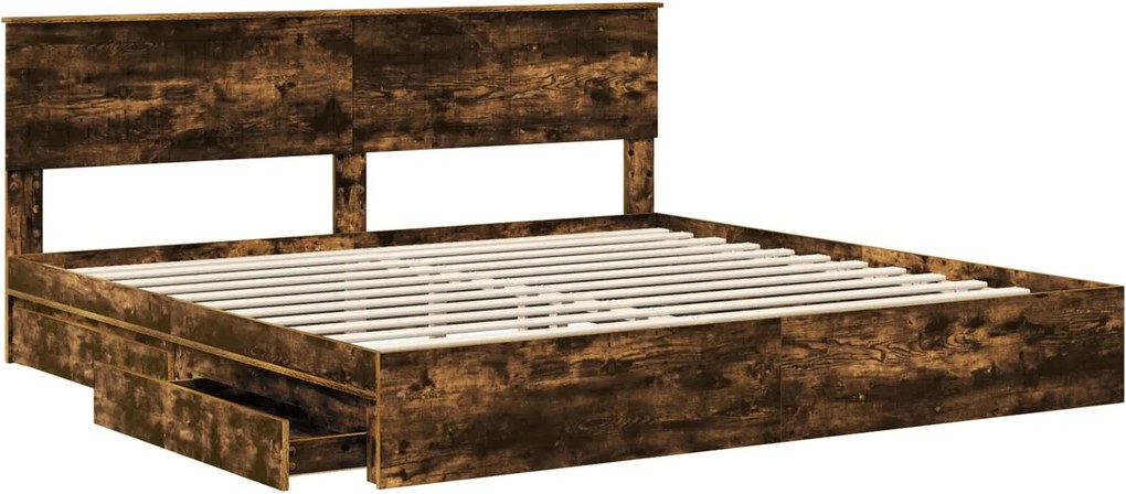 Postel s úložným prostorem se zásuvkou Kouřový dub 180 x 200 cm 3410774