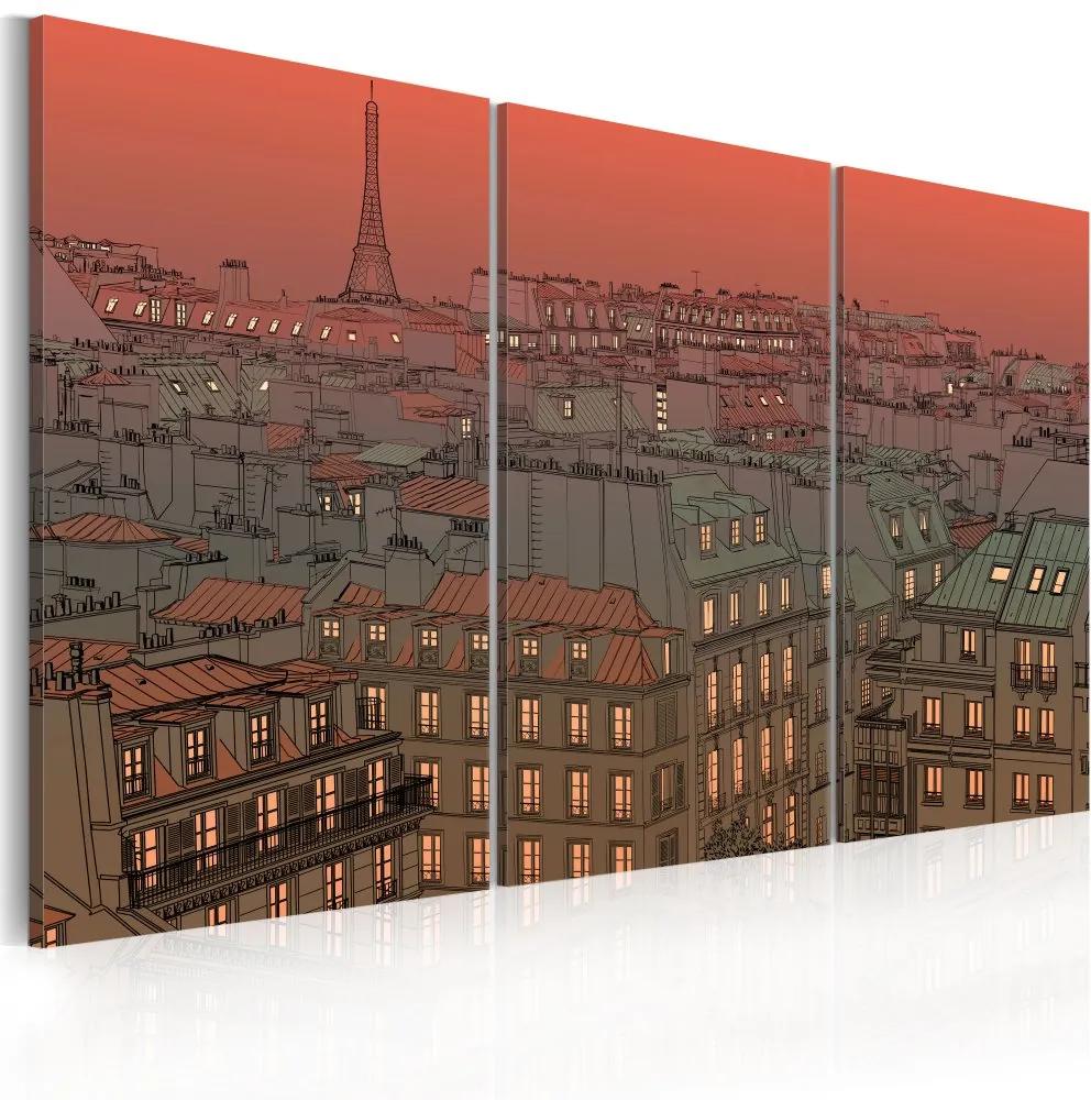 Obraz na plátně Bimago - Eiffel Tower on the background of sunset 60x40 cm