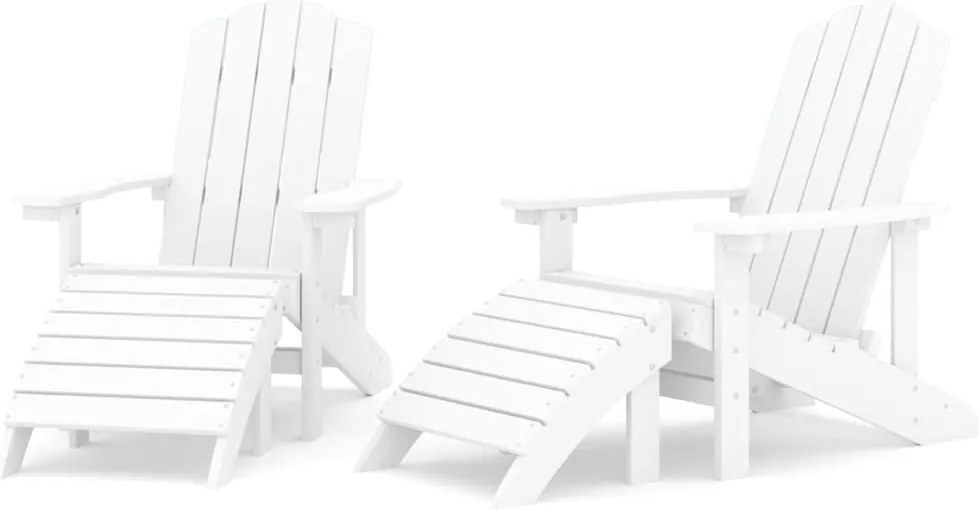 Zahradní křesla Adirondack 2 ks s podnožkami HDPE bílá 3095696