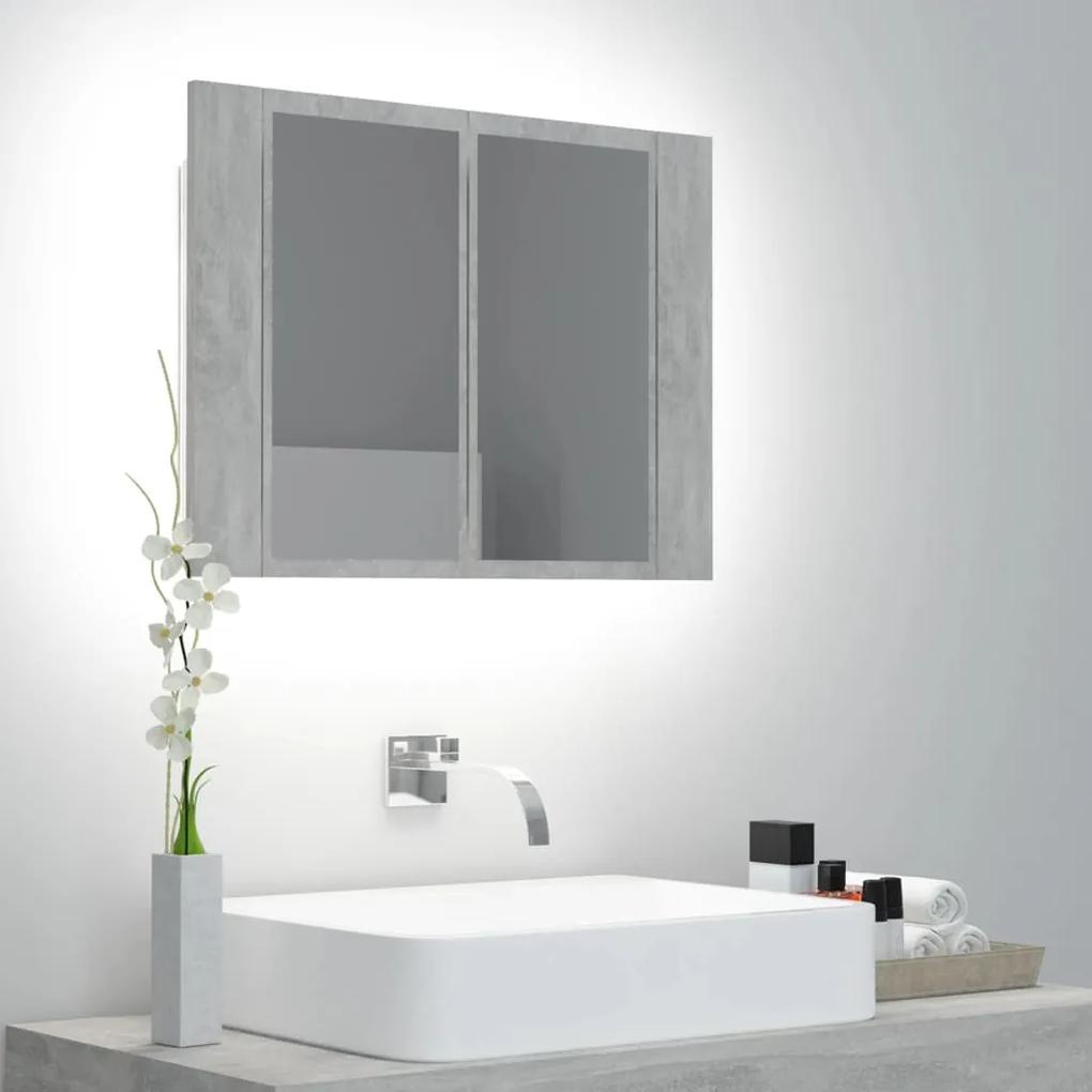 vidaXL LED koupelnová skříňka se zrcadlem betonově šedá 60x12x45 cm