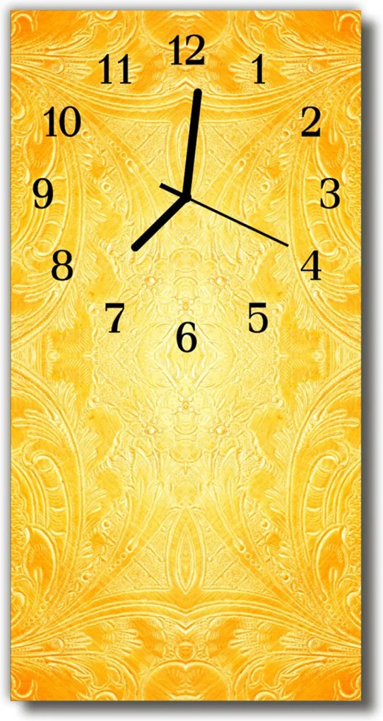 Skleněné hodiny vertikální  Umění abstrakce žlutá