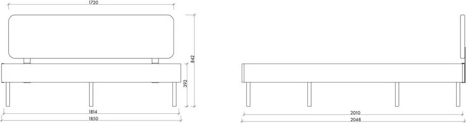 Čalouněná/z dřevotřísky dvoulůžková postel v dekoru dubu s roštem 180x200 cm v přírodní barvě Streiko – noo.ma