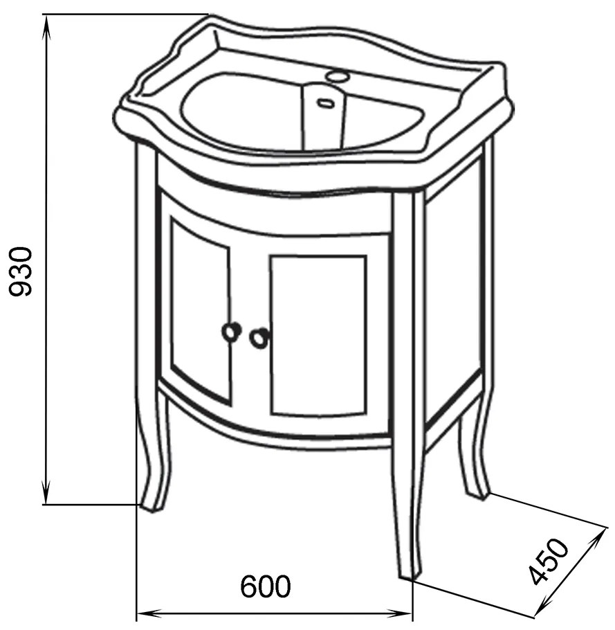 Sapho RETRO umyvadlová skříňka 60x80x45cm, buk - 735140