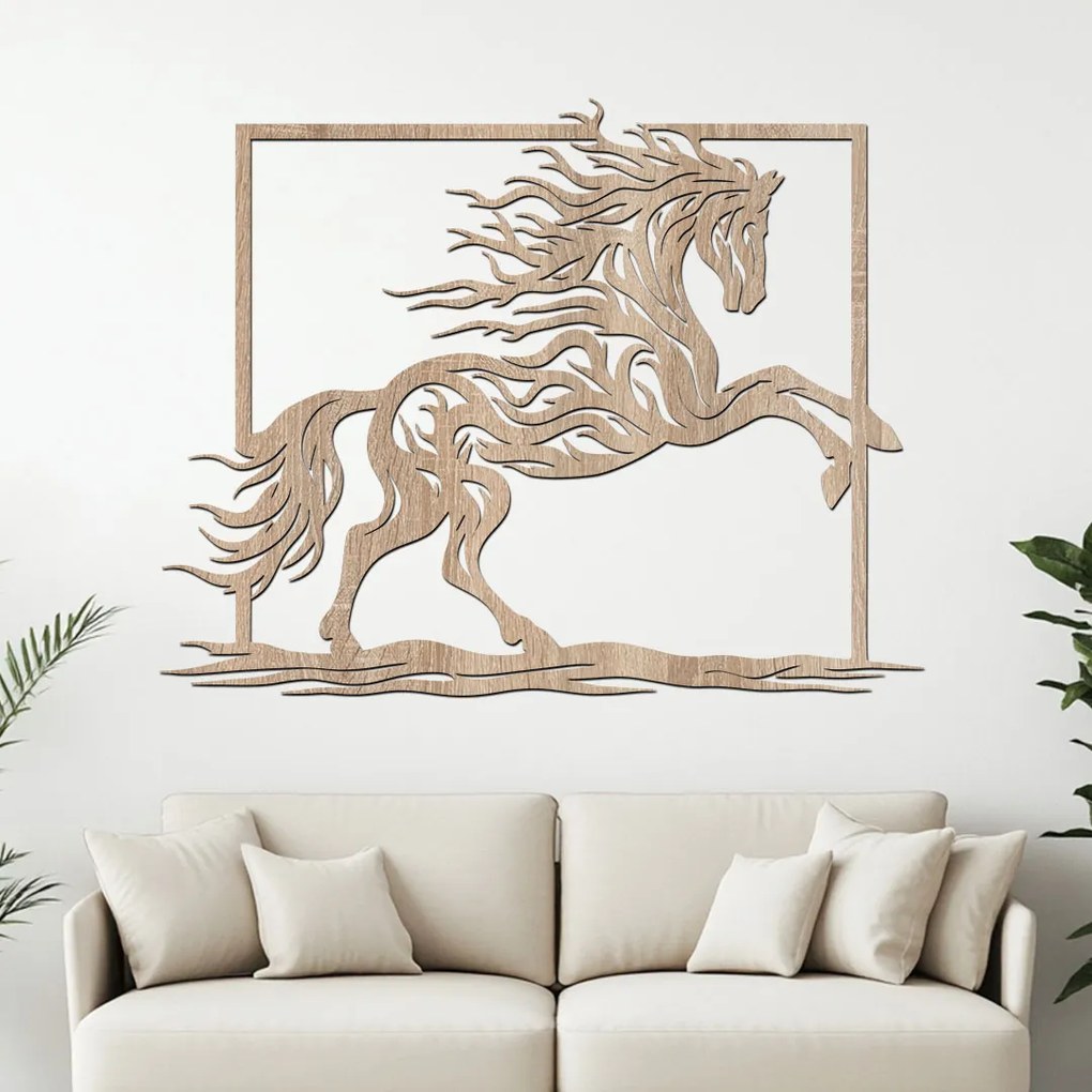 dřevo života Dřevěný obraz HORSE Zvolte rozměr (cm): 95x74, Zvolte barvu dekoru: Černá