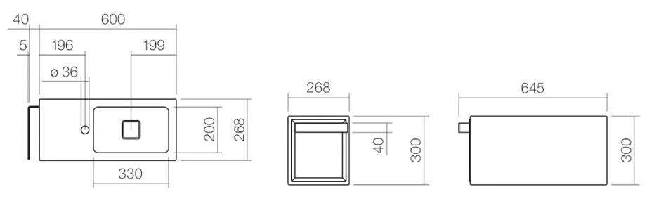 Alape WP.XS 2 - umývátko se skříňkou 600x268mm, umývátko vpravo, bílá 5075800000
