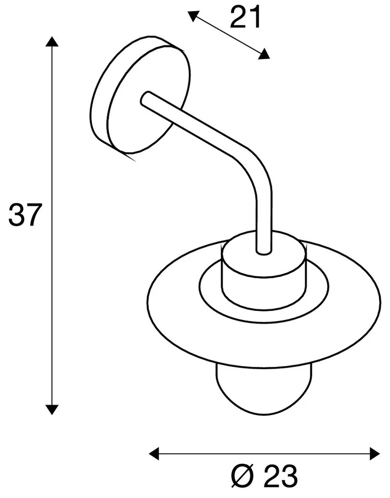 SLV Molat, nástěnné venkovní svítidlo, 1xE27 max. 60W, antracitová, průměr 23cm, IP44