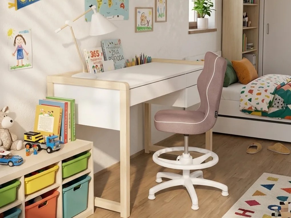 Benlemi Stůl STOLLY se 3 šuplíky a pastelkovníkem do dětského pokoje + ergonomická židle STARORŮŽOVÁ Zvolte rozměr židle: dítě 133 - 159 cm (výška stolu 71 - 82 cm)