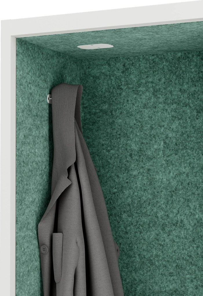 Skříň se sedákem a zónou ticha SALLY MentalBox, bílá konstrukce, zelený sedák, 1850 x 600 x 400 mm