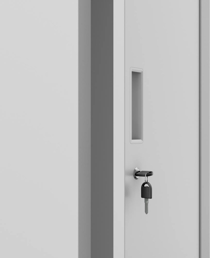 Úzká jednokomorová šatní skříňka pro zaměstnance, šedá, 300x1800x500 mm: KACPER II Plus