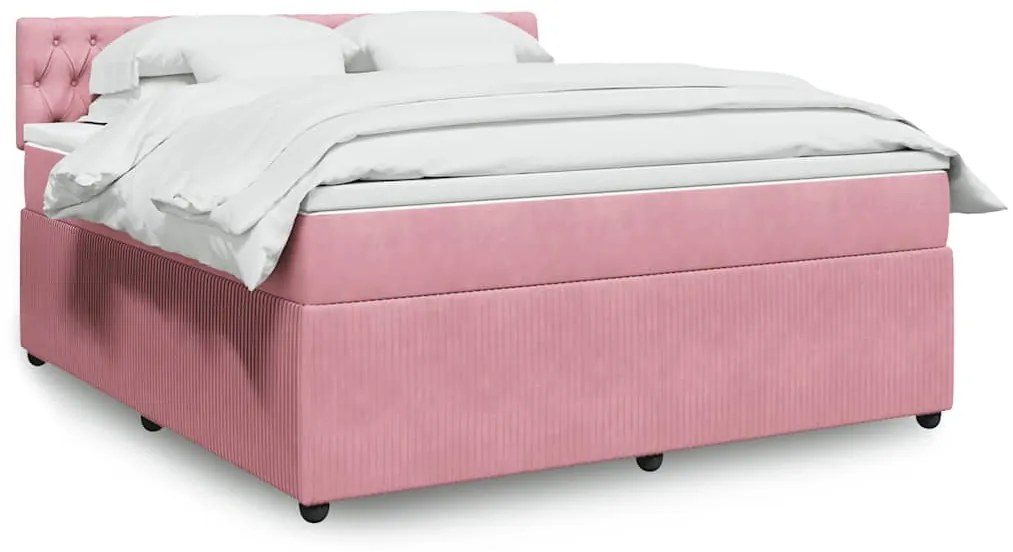 Box spring postel s matrací růžová 180x200 cm samet 3290117