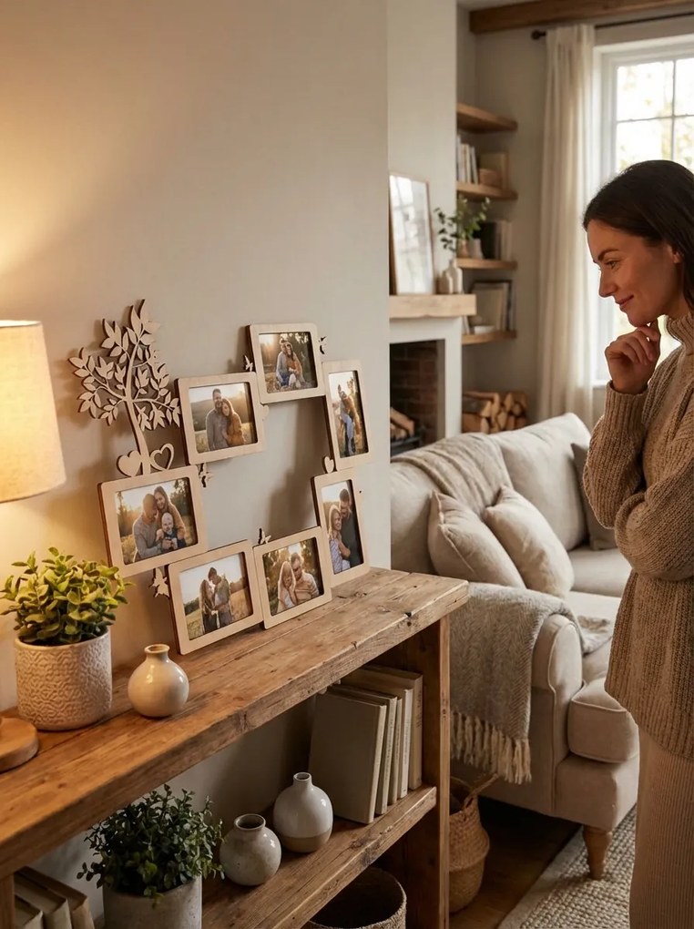 dřevo života Dřevěný fotorámeček na více fotek LÉTO Zvolte barvu dekoru: Dub Sonoma, Velikost fotorámečků: 66x48