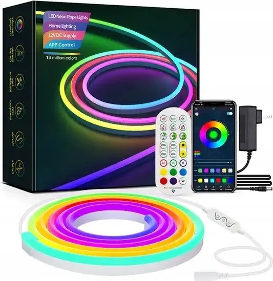 Neon Led Páska 3M 5050 Rgb Bluetooth Aplikace Dálkový Ovladač Páska Barevná
