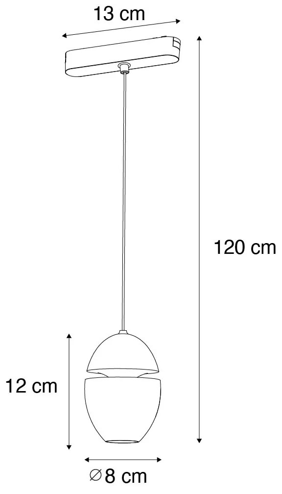 Moderní černé závěsné svítidlo pro 1fázový kolejnicový systém včetně LED - Magnetic Eggy
