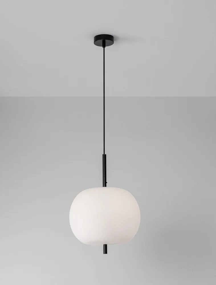 Bílé/černé skleněné závěsné svítidlo ø 30 cm Lato – Nova Luce
