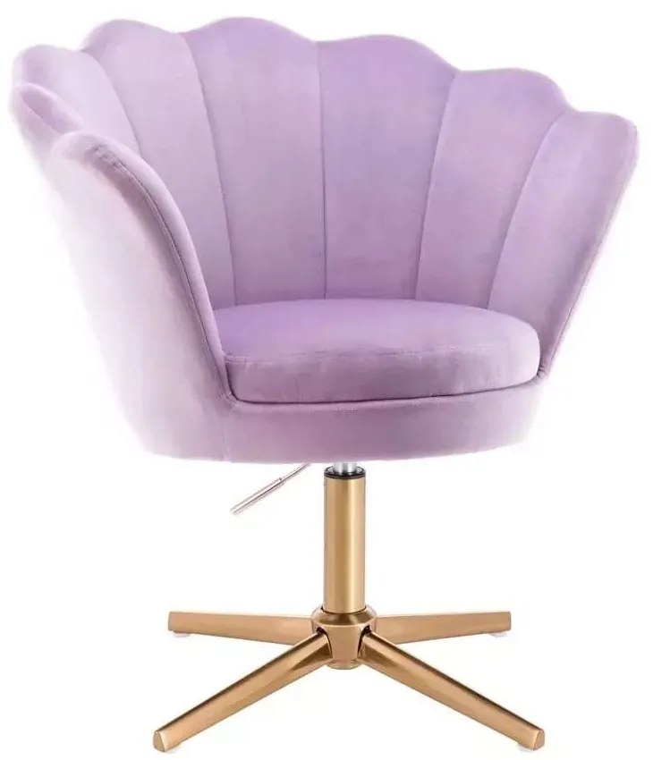 LuxuryForm DESIGN Křeslo FREY VELUR na zlatém kříži - levandule