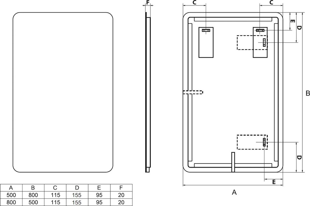 Comad Závěsné zrcadlo s LED osvětlením Natura LED 60x80 cm s pohybovým senzorem