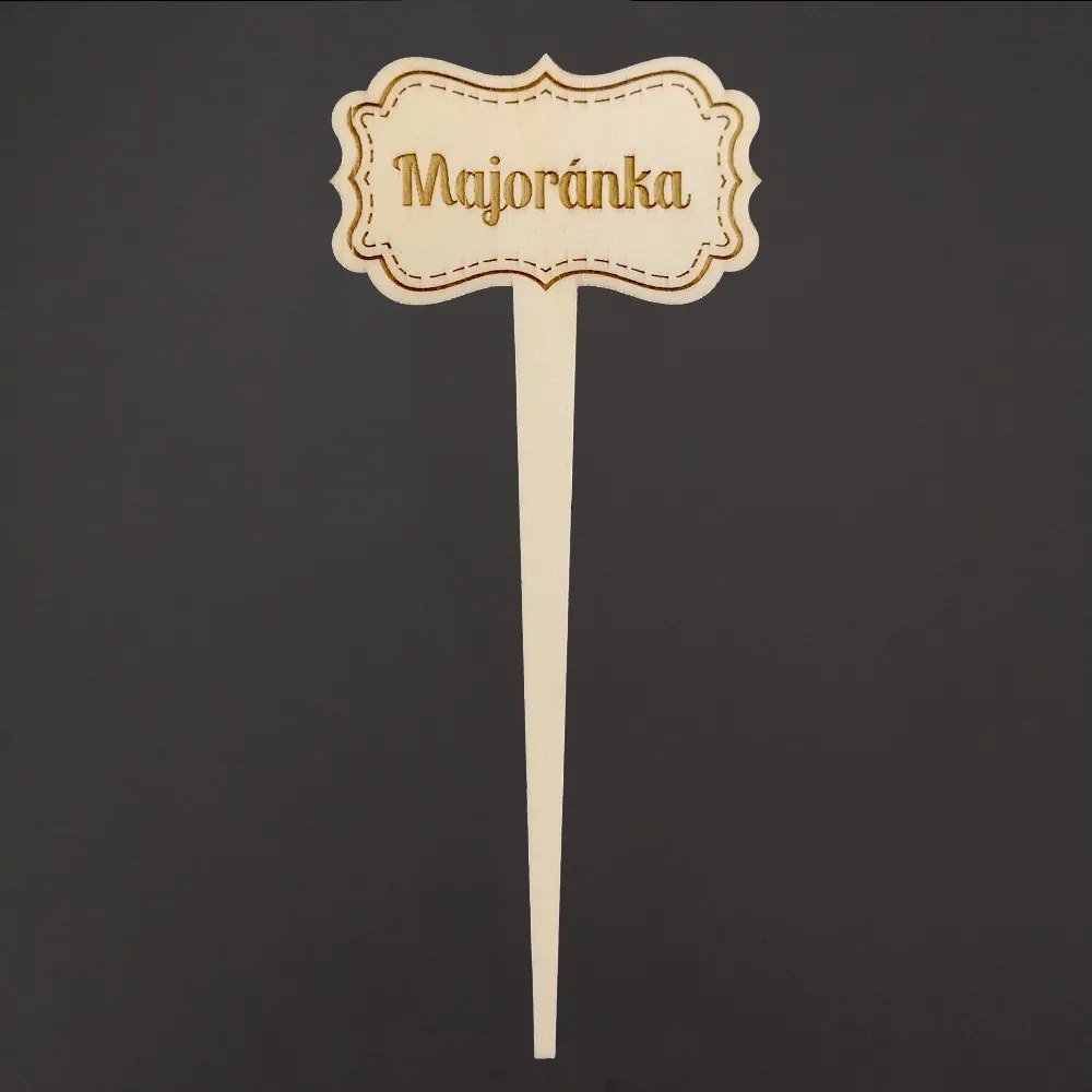AMADEA Dřevěný zápich - cedulka na bylinky Majoránka, výška 20 cm, český výrobek