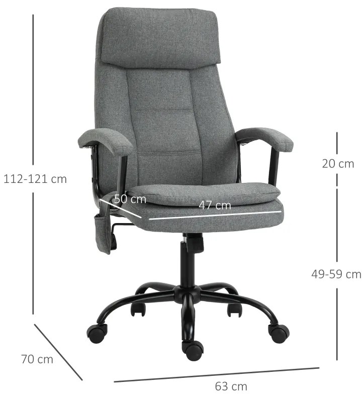 Vinsetto Masážní kancelářská výškově nastavitelná otočná židle, ergonomická, šedá 63 x 70 x 112-121 cm 921-308