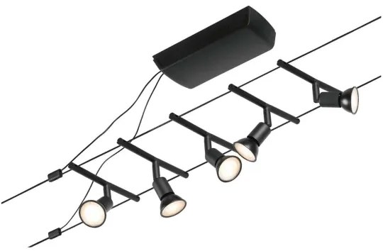 Paulmann 94446 - SADA 5xGU5,3/10W Kompletní lankový systém SALT 230V černá