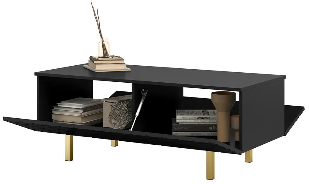 Konferenční stolek Scalia II 2K 120 cm - černý mat / zlaté nožky