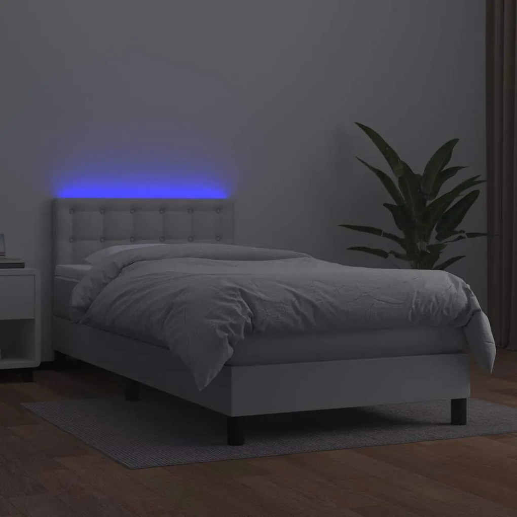 Box spring postel s matrací a LED bílá 80 x 200 cm umělá kůže 3134190
