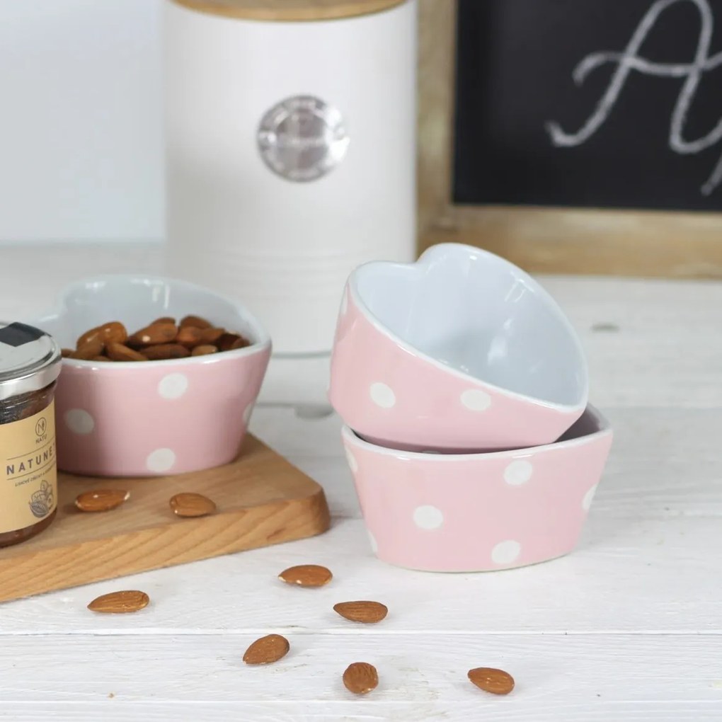 Keramická zapékací miska 10 cm - srdíčko růžové