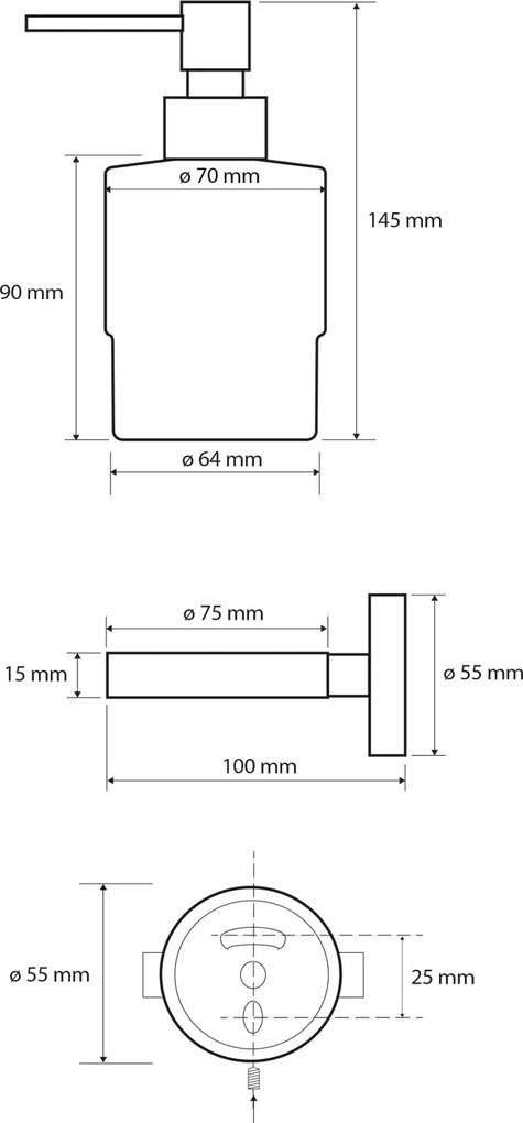 Sapho Sapho, X-ROUND COPPER dávkovač mýdla 200ml, mléčné sklo, měď mat, XR103PG