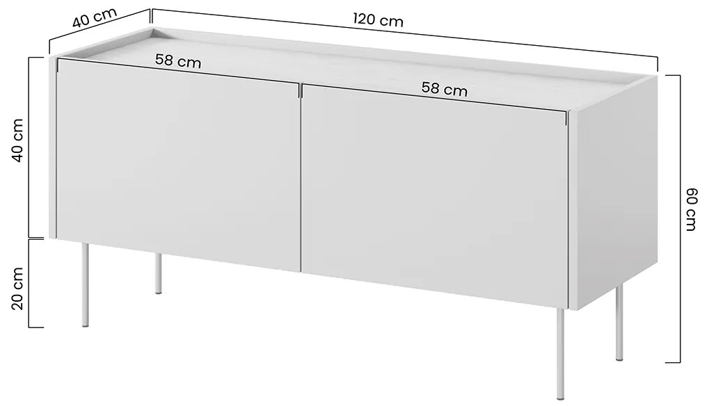 TV stolek Desin 120 cm s ukrytou zásuvkou - kašmírová / dub nagano