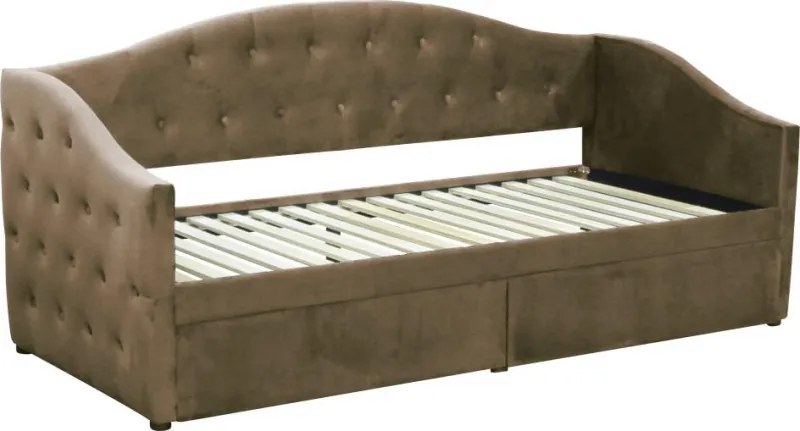 Postel ZASKA 90x200 s úložným prostorem, hnědá Velvet látka, Kondela 0000396164