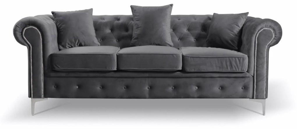 Pohovka Roma Chesterfield III Světle šedá