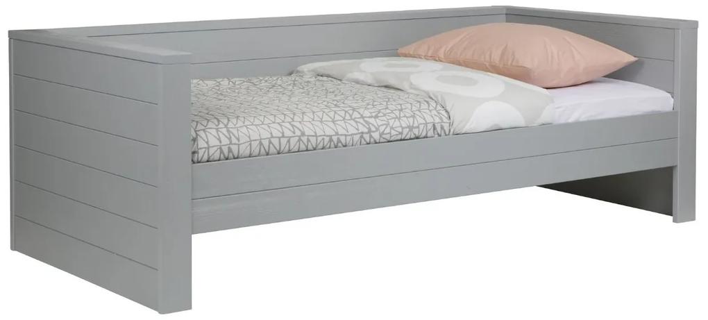OnaDnes -20% Hoorns Světle šedá borovicová postel Koben se zvýšeným okrajem 90x200 cm