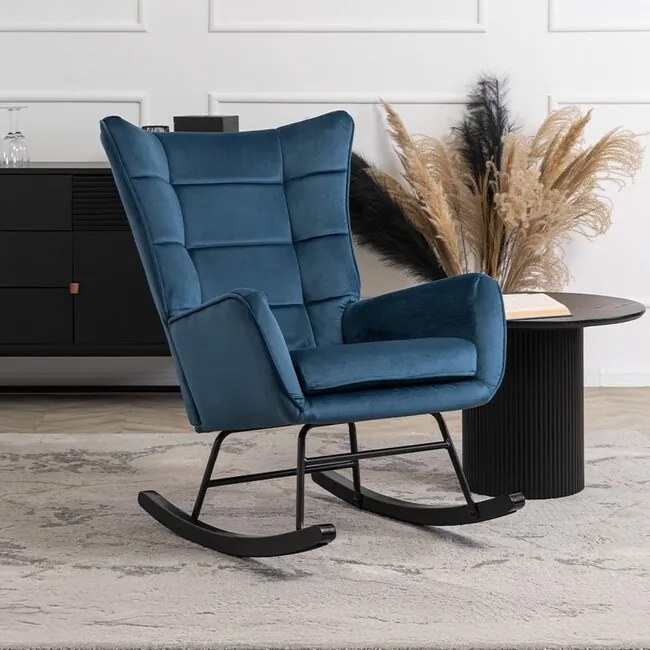 Designové houpací křeslo Bergen námořnická modrá velur
