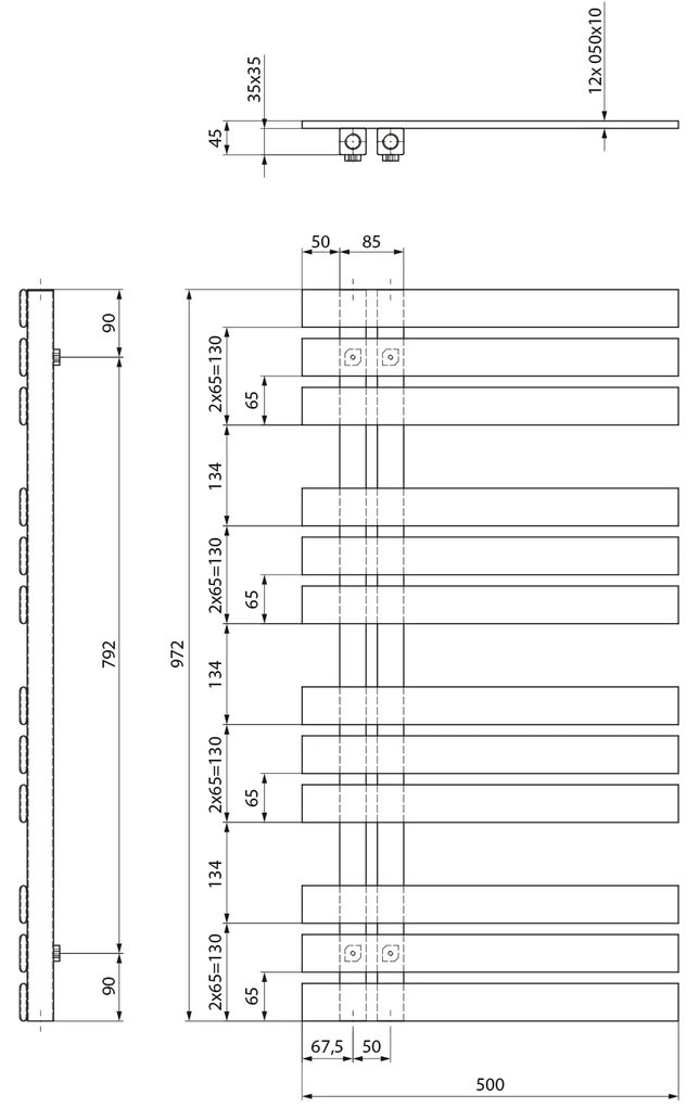 Sapho Silvana otopné těleso 500 x 972 mm středové bílá IR164W