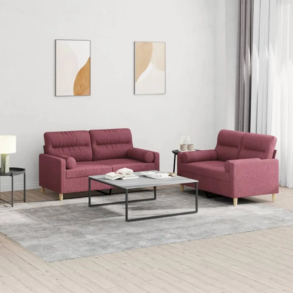 3Dílná Sedací Souprava S Polštáři Textil - Taupe / s poduškami