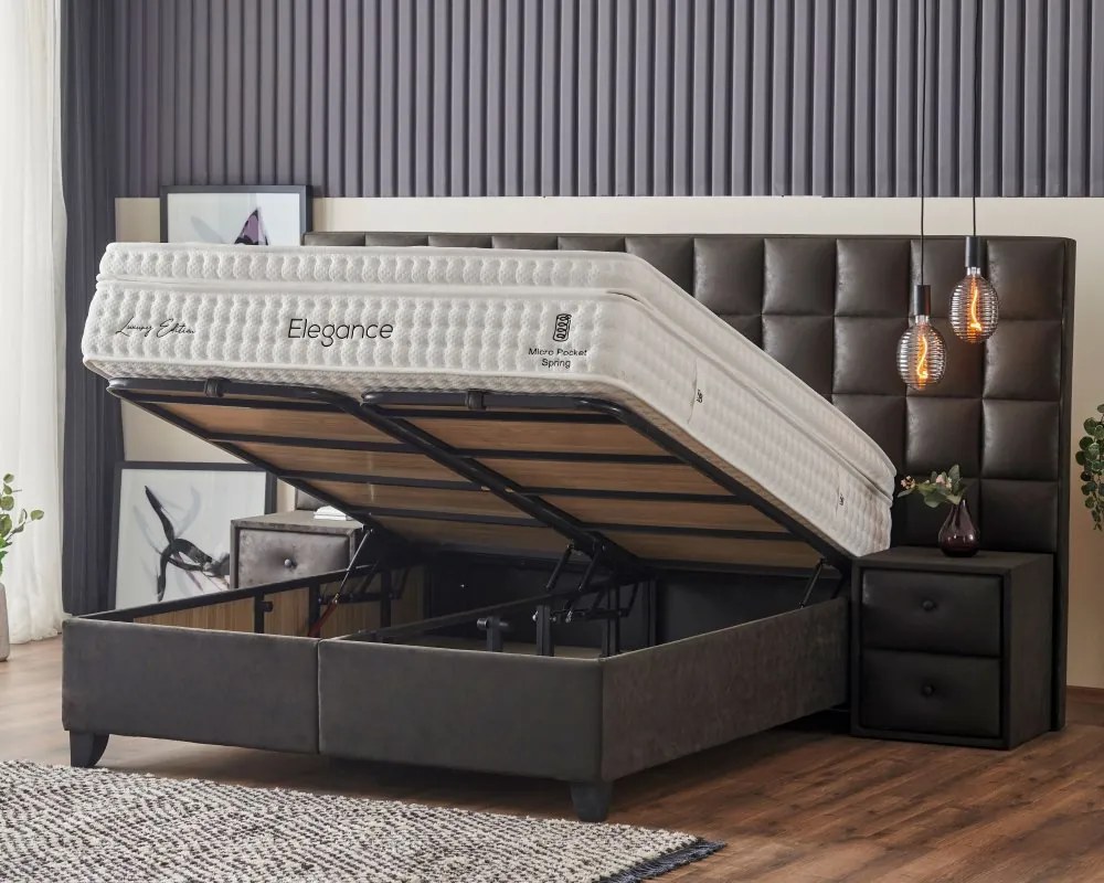 Čalouněná postel ELEGANCE - šedá 90 × 200 cm