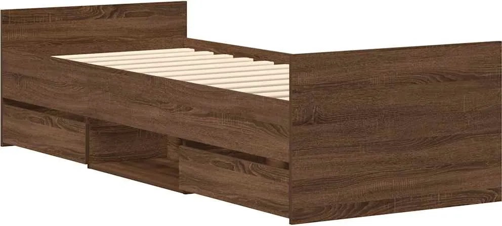 Rám postele s hlavovým a nožním čelem hnědý dub 90 x 200 cm 3203809