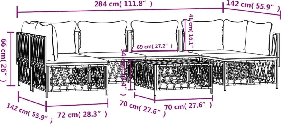 vidaXL 7dílná zahradní sedací souprava s poduškami ocel [3186911] Barva: antracitová