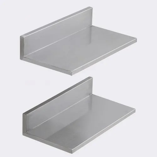21,8 × 40,6 cm police z nerezové oceli, nástěnná plovoucí police s backsplash