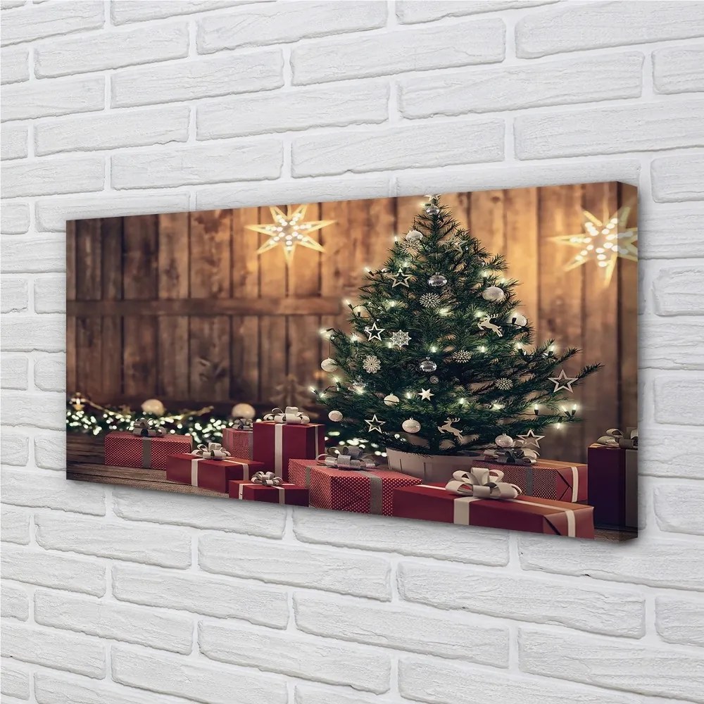 Obrazy na plátně Dárky Vánoční strom dekorace desky 125x50 cm