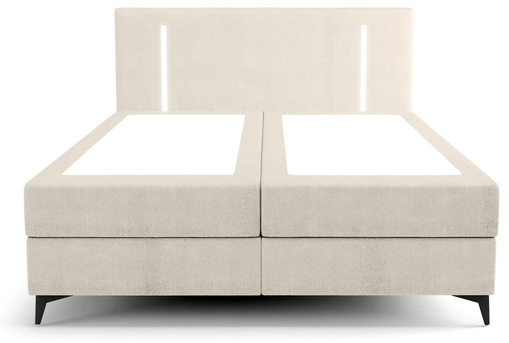 Manželská postel 140 cm Ortega Comfort (béžová) (s roštem a matrací, s úl. prostorem) (s LED osvětlením). 1082713