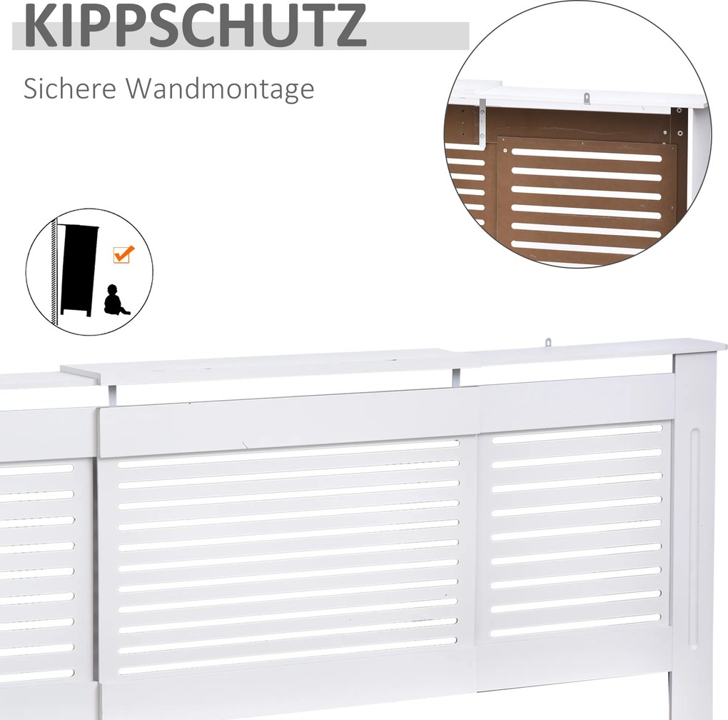 HOMCOM Rozkládací Kryt Radiátoru s Moderním Designem 139-208,5 x 20,5 x 82,5 cm MDF Bílá