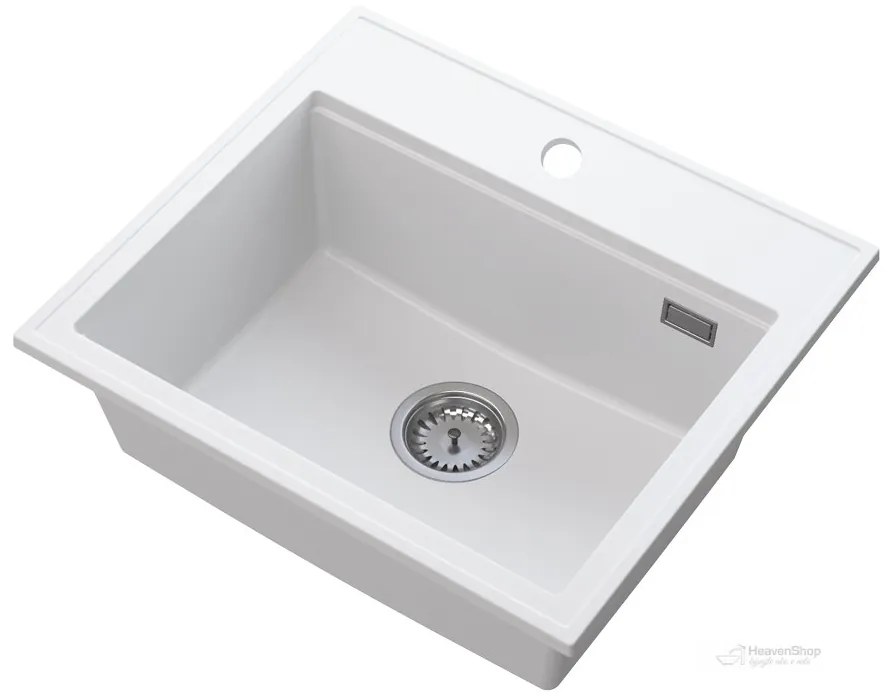 Gamma Modern 5055, 1-komorový granitový dřez 560x500x210 mm, bílá, GMA-ZM-55-WH