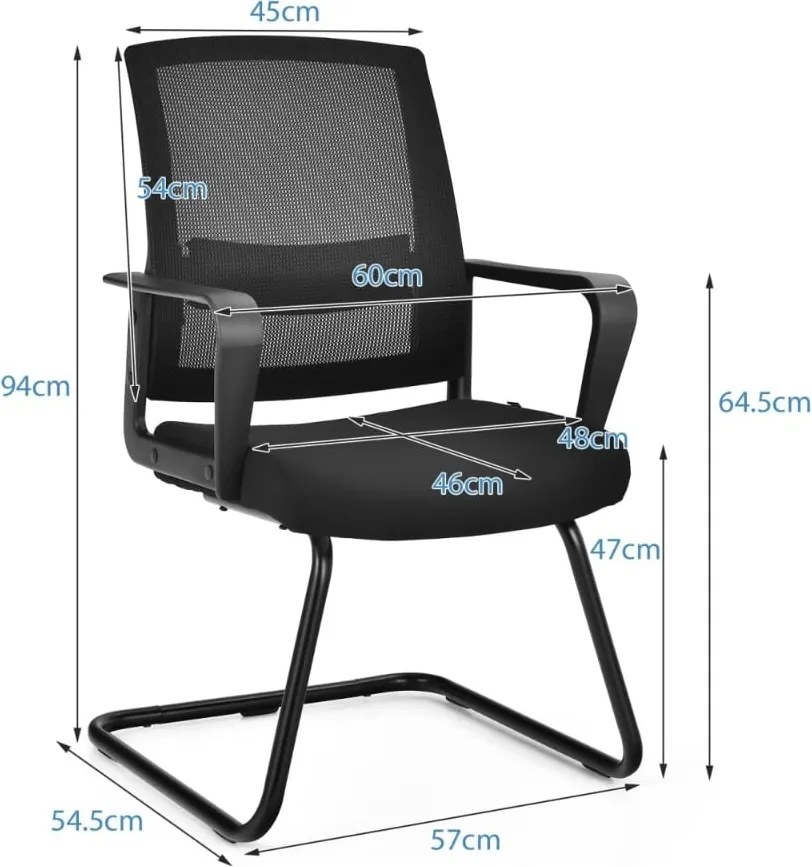 Costway Kancelářská židle net s opěradlem pojme až 136 kg – 60 × 54,5 × 94 cm